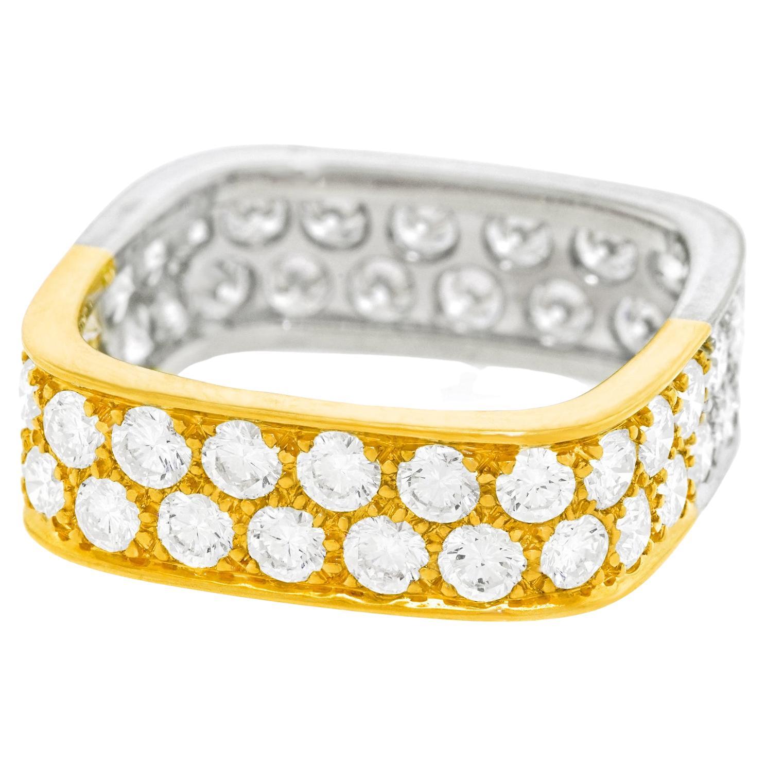 Chunky Diamond Gold Band Ring at 1stDibs