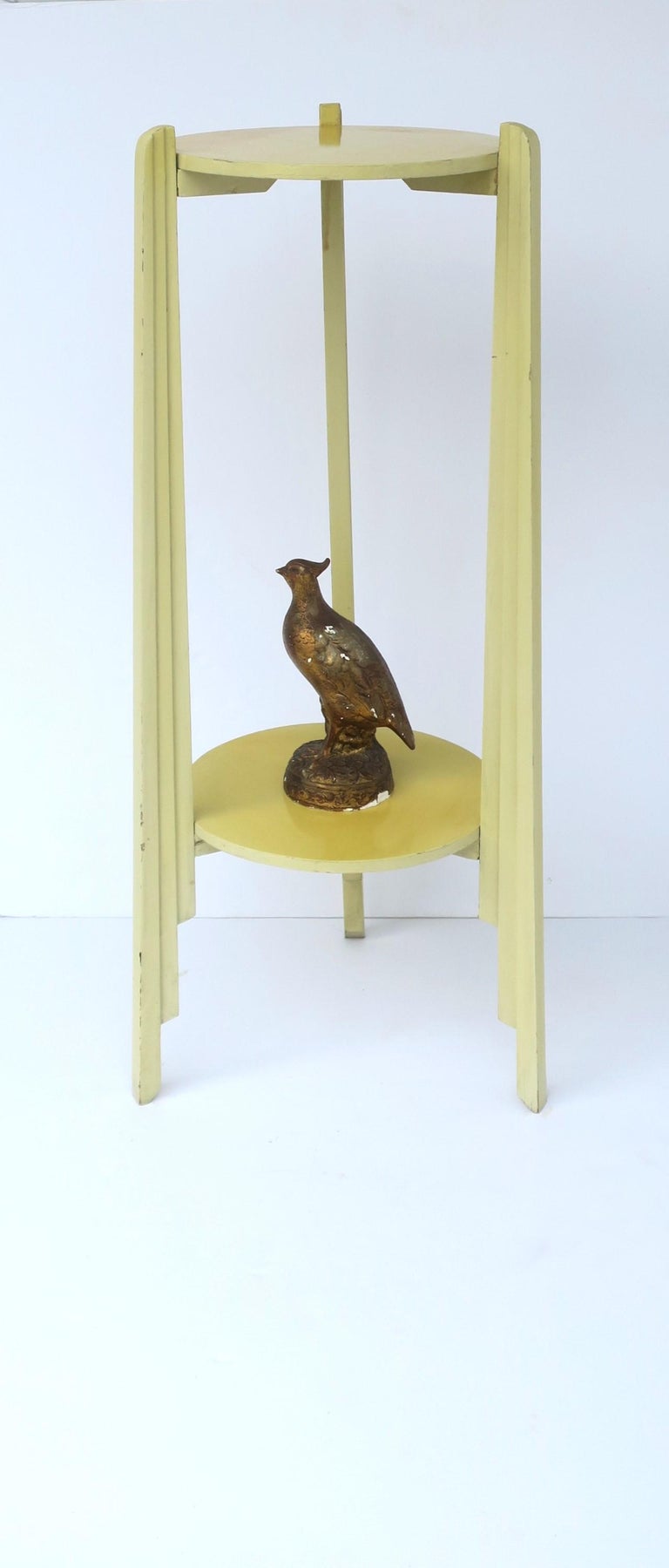 Yellow Art Deco Column Pillar Pedestal Stand with Lower Shelf, 1 of 2 ...