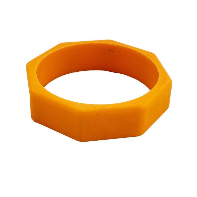 Yellow bakelite bangle in octagon shape, France fifties For Sale at 1stDibs