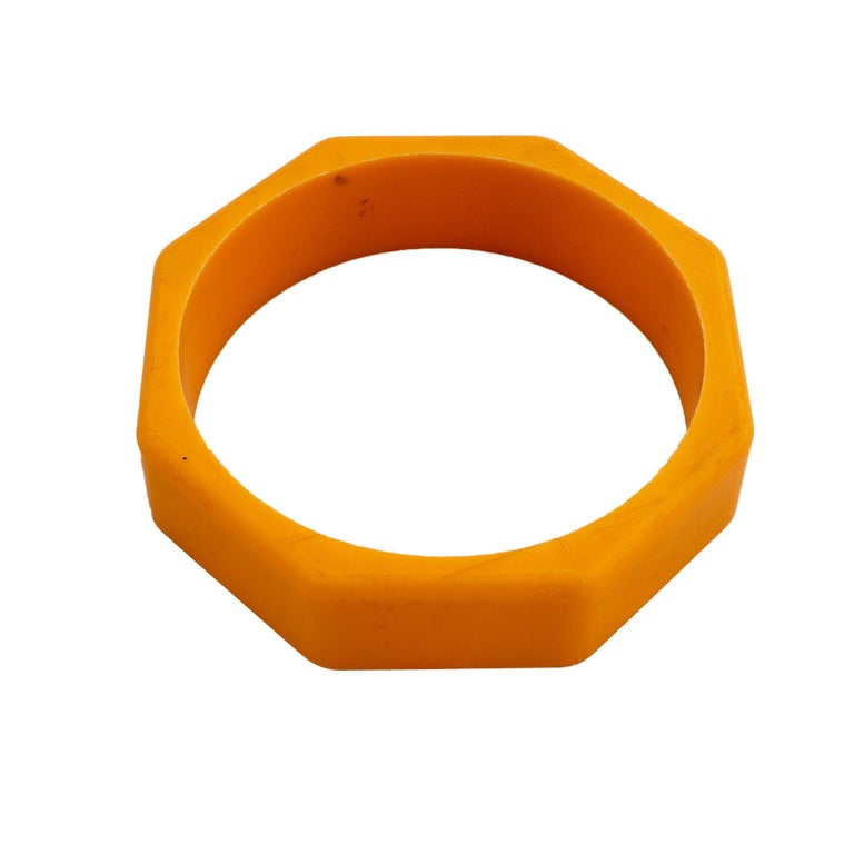 Yellow bakelite bangle in octagon shape, France fifties For Sale at 1stDibs