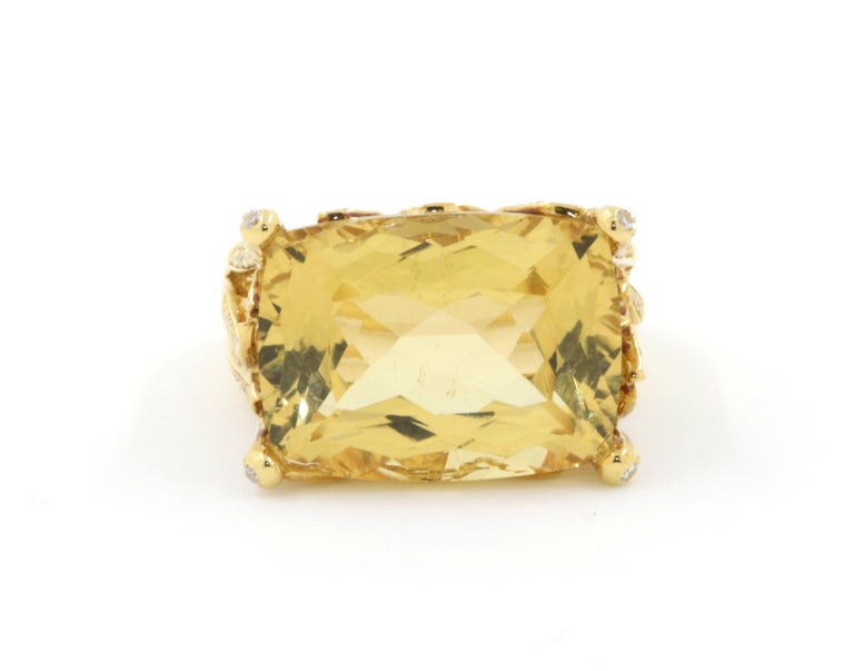 16.13Ct Yellow Beryl Diamond Ring in 18 Karat Yellow Gold For Sale at ...