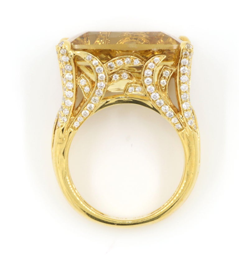 16.13Ct Yellow Beryl Diamond Ring in 18 Karat Yellow Gold For Sale at ...