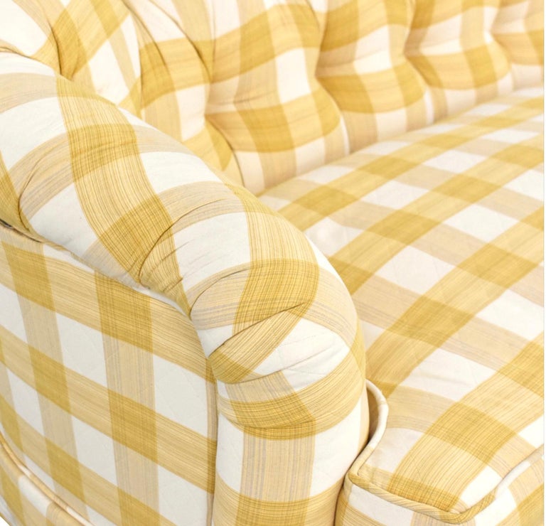 Yellow Buffalo Check Plaid Quilted Chesterfield Sofa, Custom, Charles ...