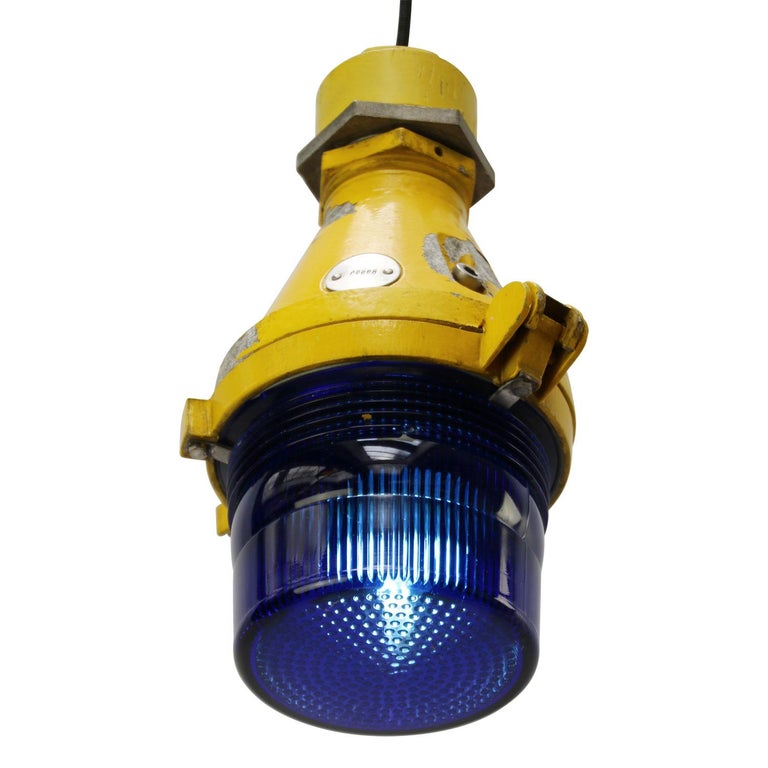 Yellow Cast Aluminum Airport Runway Blue Glass Pendant Lights For Sale ...