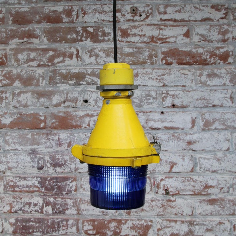 Yellow Cast Aluminum Airport Runway Blue Glass Pendant Lights For Sale ...