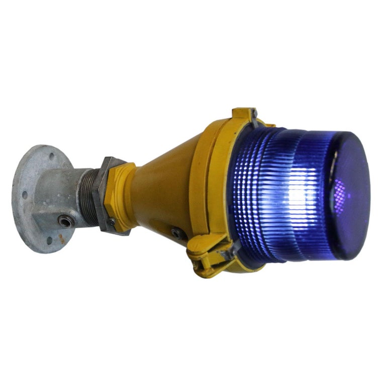 Yellow Cast Aluminum Airport Runway Blue Glass Wall Lights Scones For ...