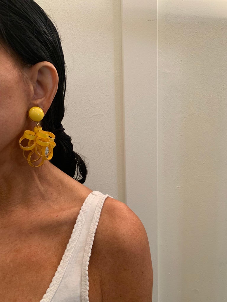 Yellow Contemporary Abstract Statement Earrings at 1stDibs