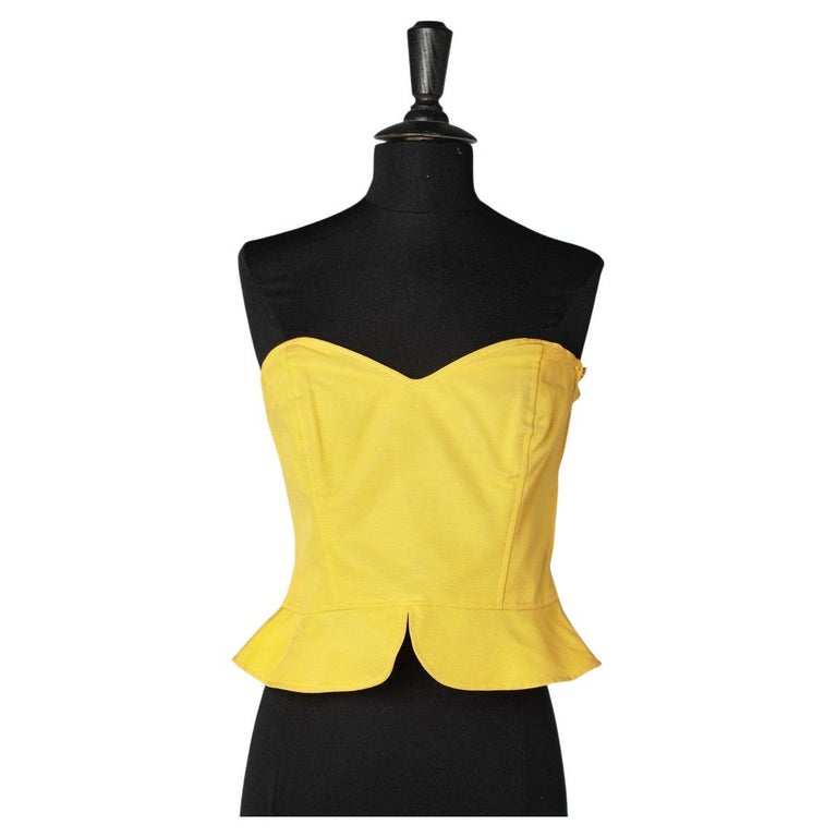 Yellow cotton and rayon boned bustier UNGARO SOLO DONNA New with tag ...