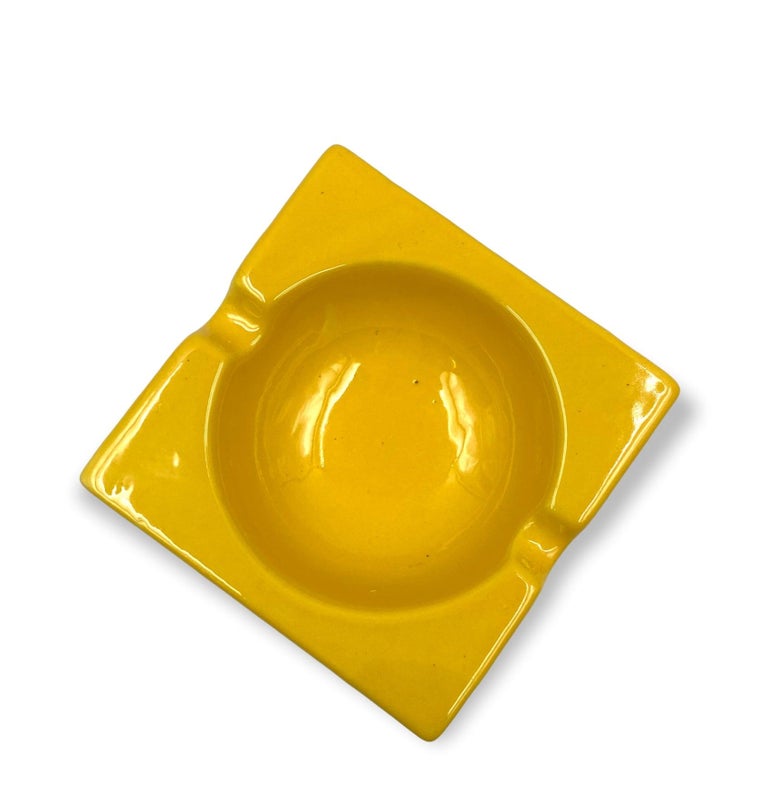 Yellow Cubic Ceramic Ashtray, Sicart, Italy, 1970s For Sale at 1stDibs