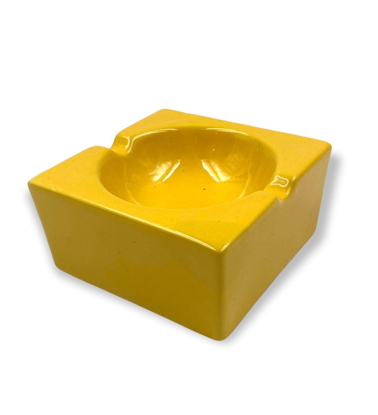 Yellow Cubic Ceramic Ashtray, Sicart, Italy, 1970s For Sale at 1stDibs