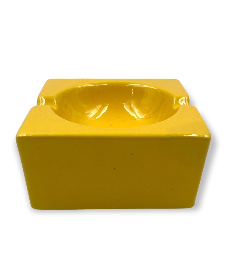 Yellow Cubic Ceramic Ashtray, Sicart, Italy, 1970s For Sale at 1stDibs