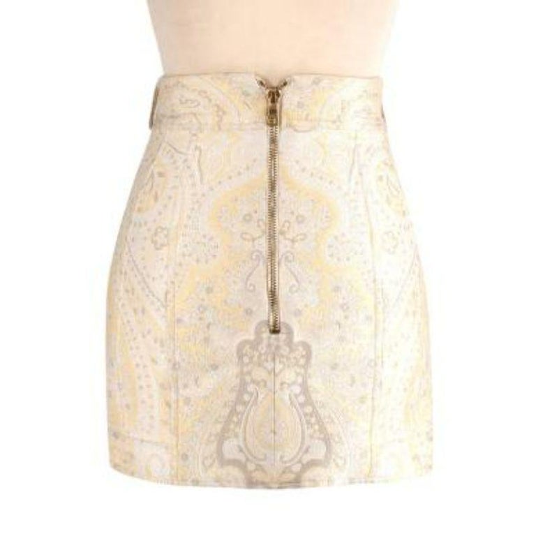 Yellow Damask Jacquard Mini Skirt For Sale at 1stDibs