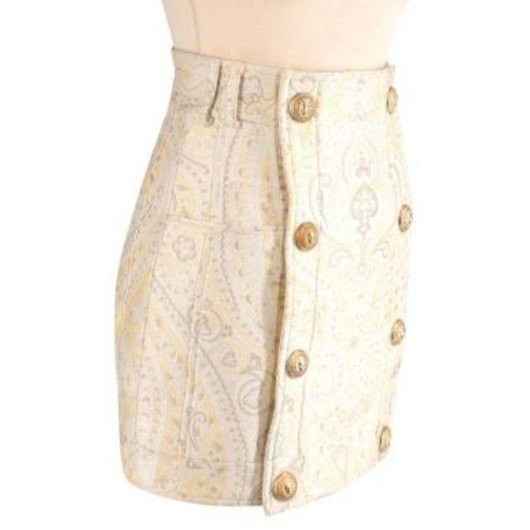 Yellow Damask Jacquard Mini Skirt For Sale at 1stDibs