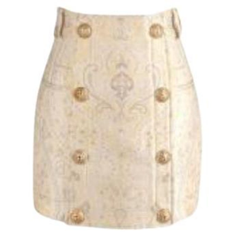 Yellow Damask Jacquard Mini Skirt For Sale at 1stDibs