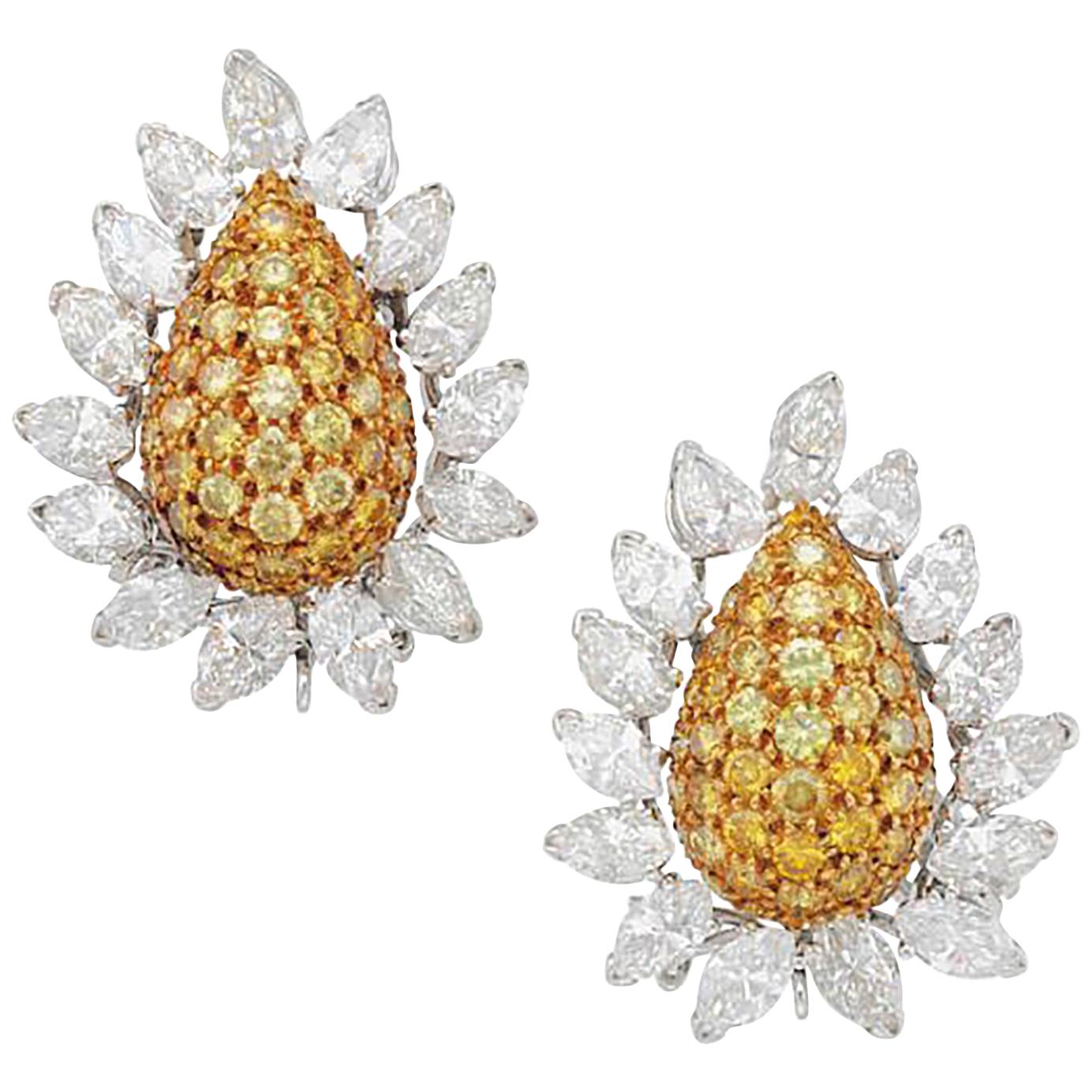 VAN CLEEF and ARPELS Diamond and Yellow Sapphire Earrings at 1stDibs