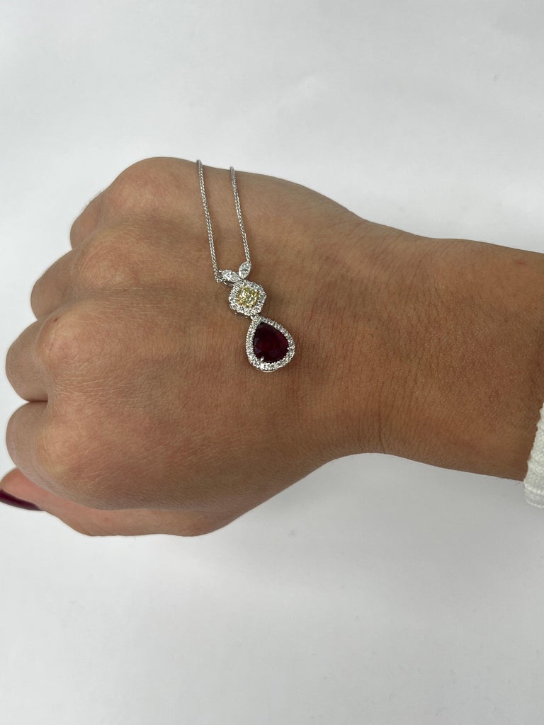 Yellow Diamond and Ruby Pendant For Sale at 1stDibs
