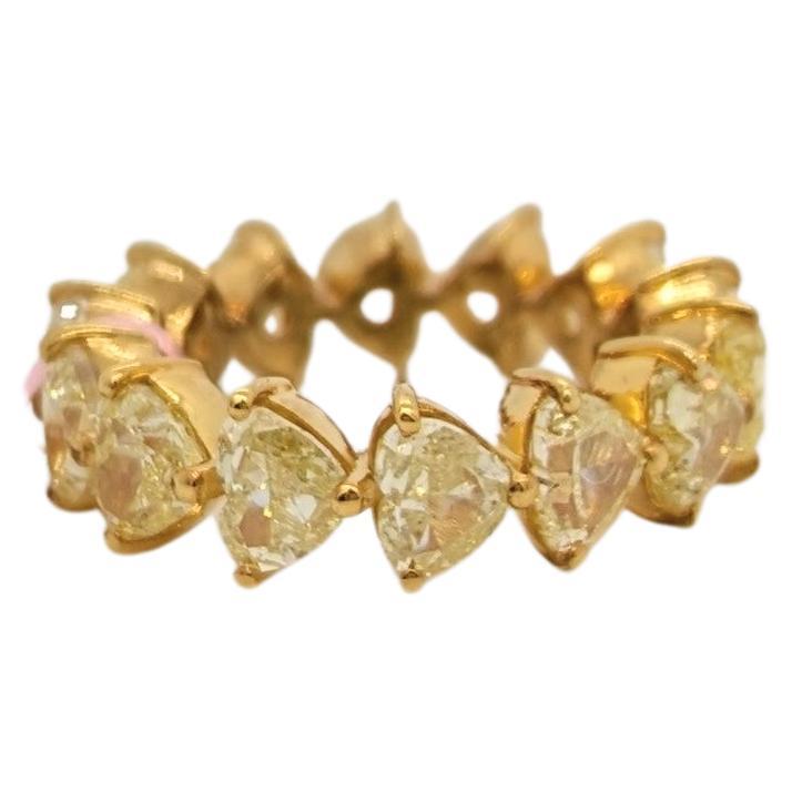 Yellow Diamond Heart Shape Eternity Band Ring in 18K Yellow Gold For ...