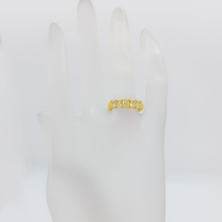 Yellow Diamond Radiant Band Ring in 18k Yellow Gold For Sale at 1stDibs