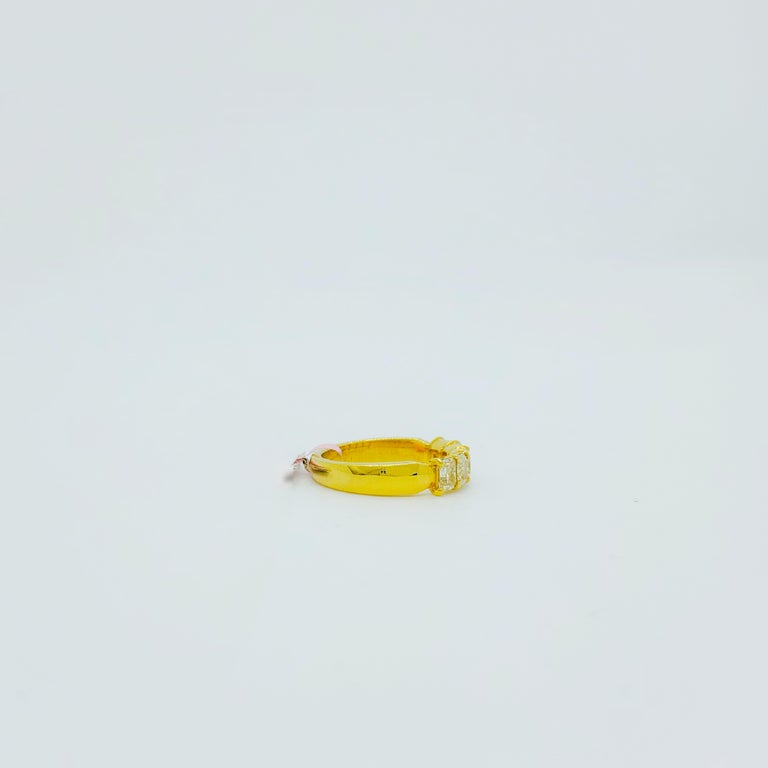 Yellow Diamond Radiant Band Ring in 18k Yellow Gold For Sale at 1stDibs