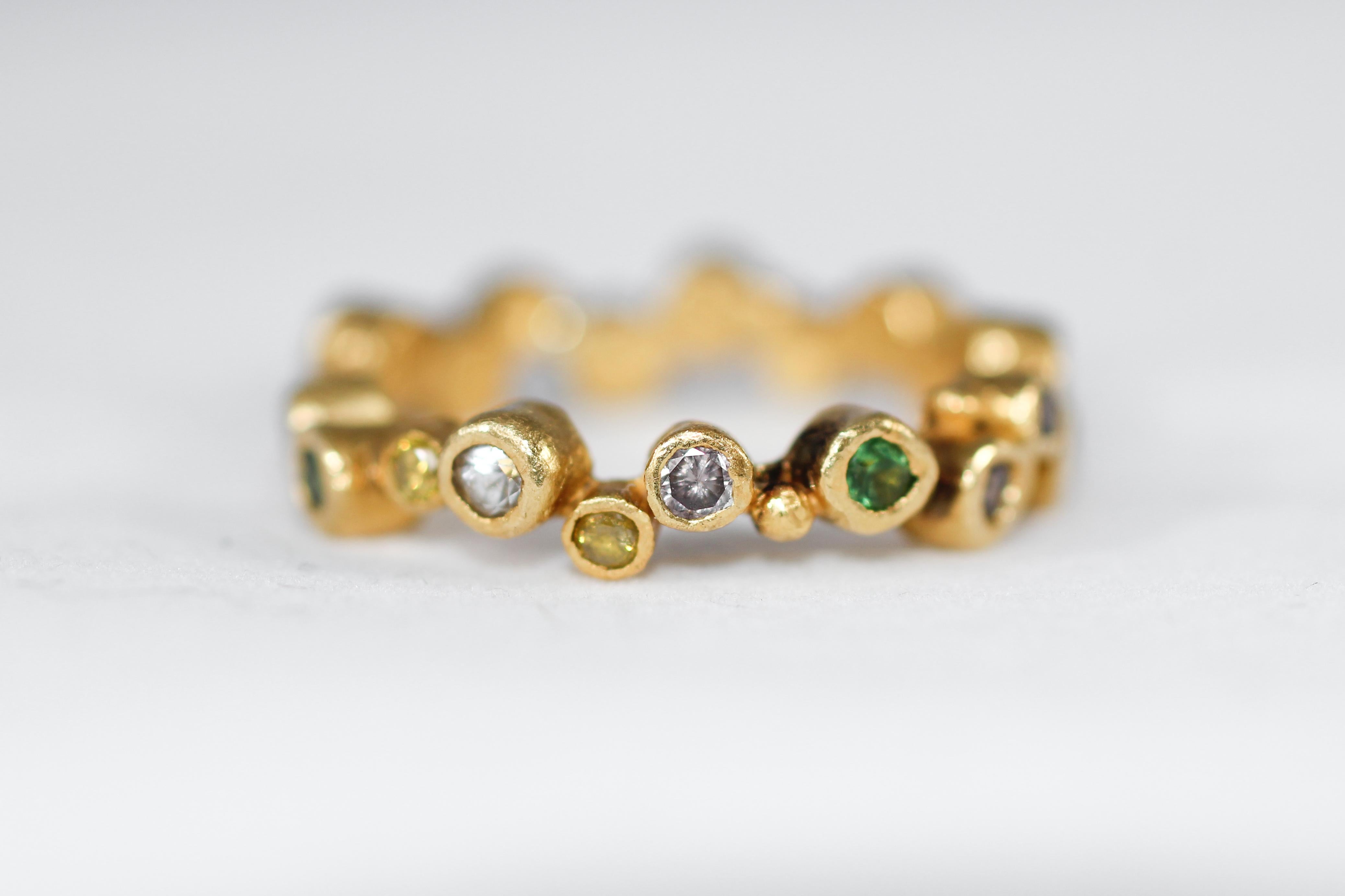 Yellow Diamond White Sapphire Tsavorite 21k - 22k Gold Cluster Bridal ...