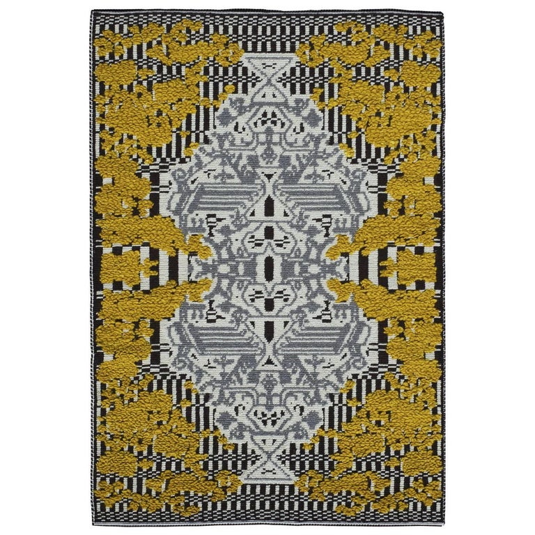 Yellow Flower Garden Rug For Sale at 1stDibs