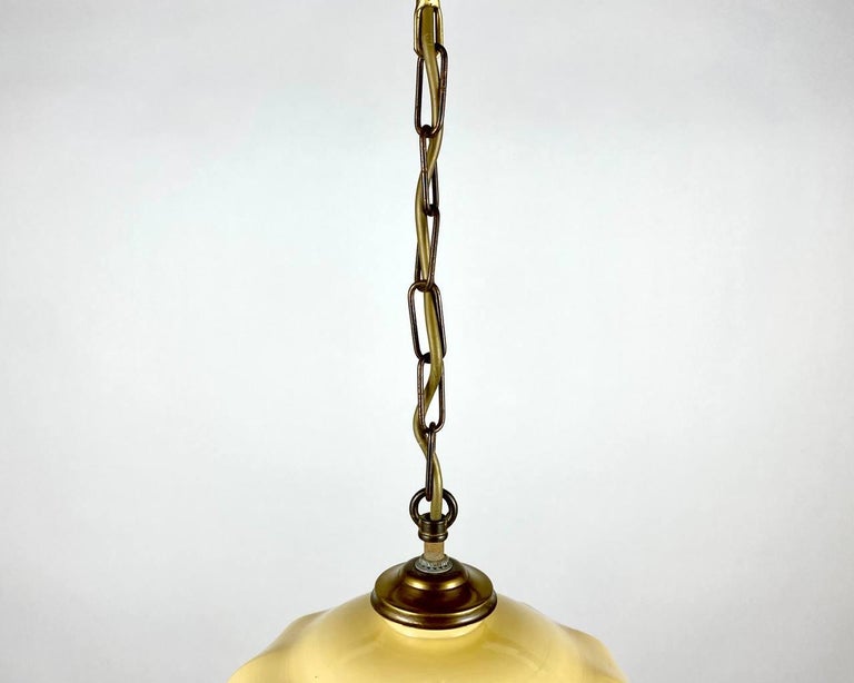 Yellow Glass Pendant Lamp with Brass Fixing, France, 1960 Vintage ...