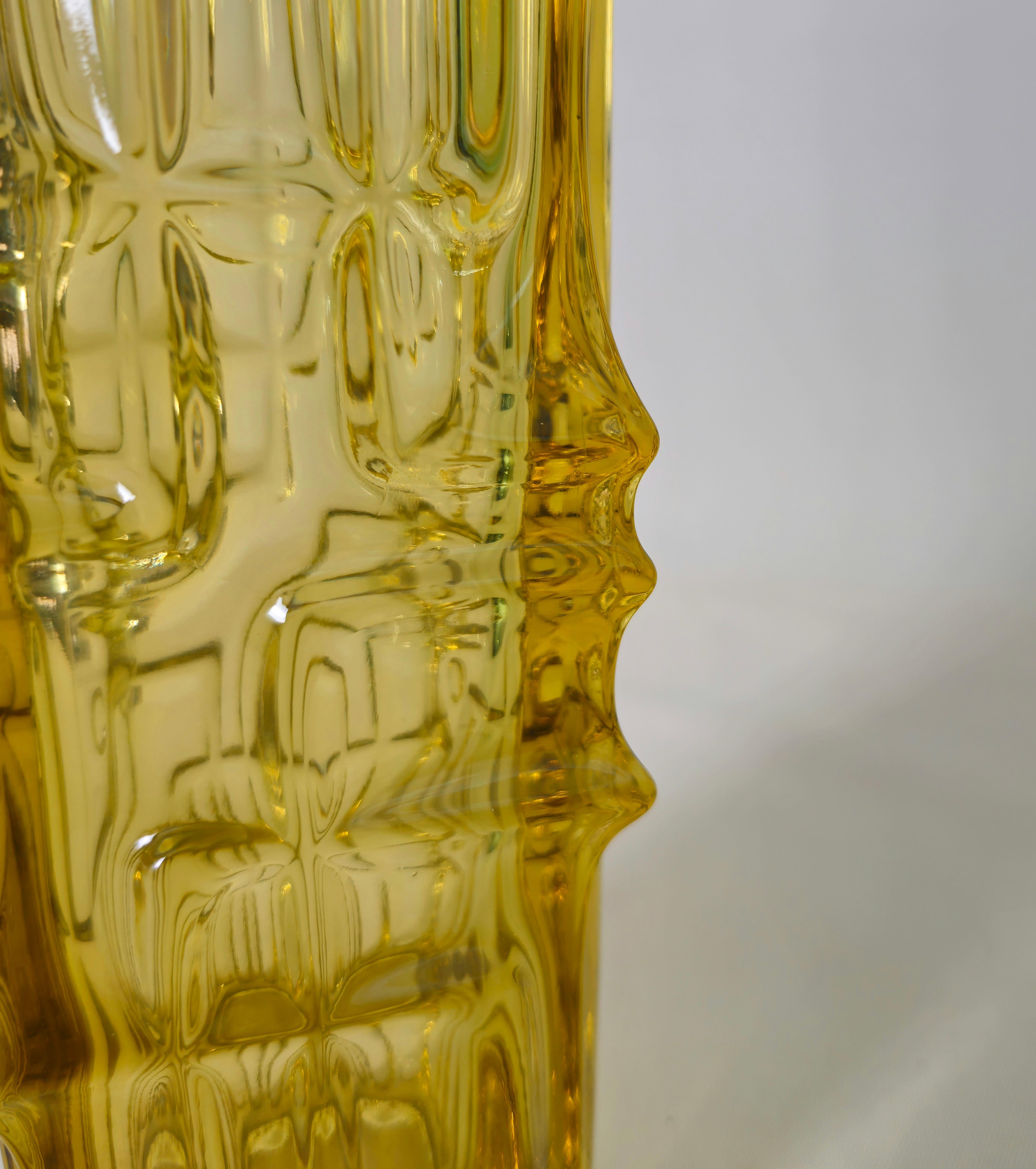 Yellow Glass Vase Mid-Century Modern Vintage 1960s at 1stDibs
