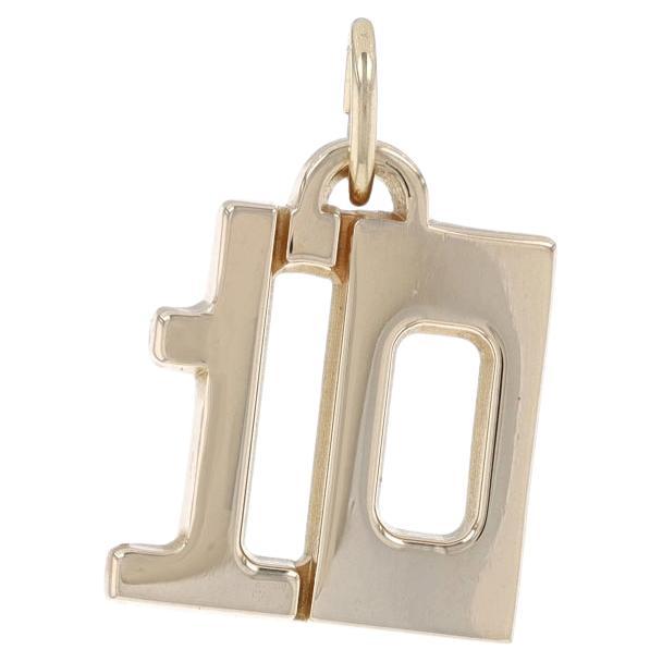 Yellow Gold #10 Charm - 10k Lucky Number Ten Keepsake Gift For Sale at ...