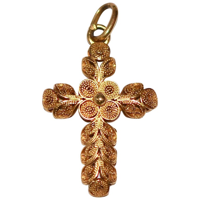 Yellow Gold 18 Karat Pendant Cross at 1stDibs