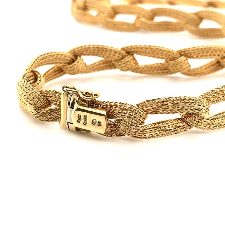 Yellow Gold 18 Karat Braid Chain Antique Plaited Neacklace at 1stDibs