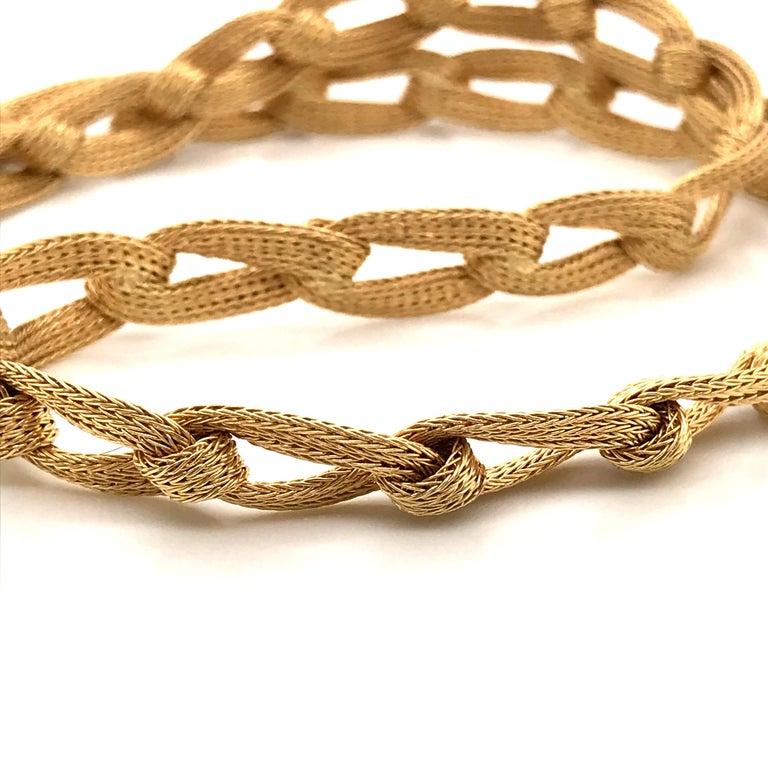 Yellow Gold 18 Karat Braid Chain Antique Plaited Neacklace at 1stDibs