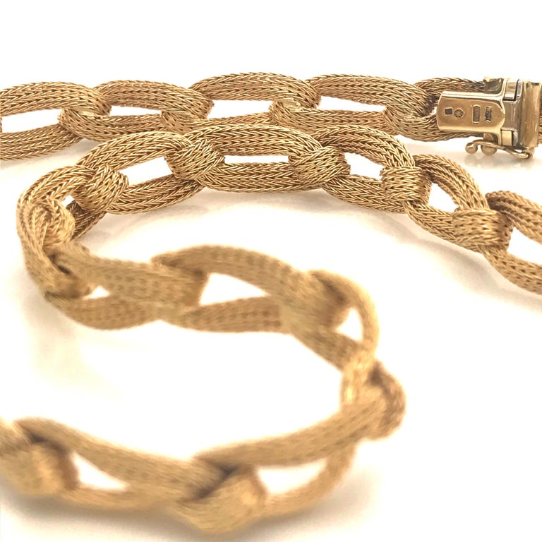 Yellow Gold 18 Karat Braid Chain Antique Plaited Neacklace at 1stDibs