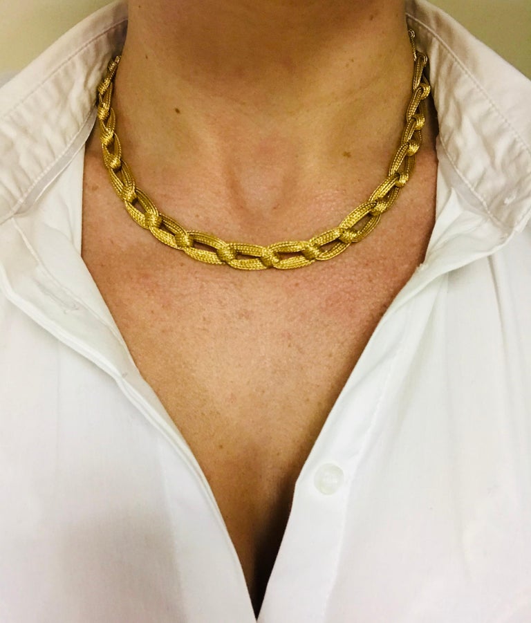 Yellow Gold 18 Karat Braid Chain Antique Plaited Neacklace at 1stDibs