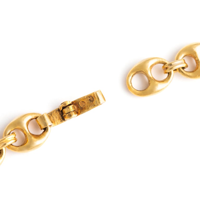 Yellow Gold 18k Chain Coffee Bean Sautoir Necklace For Sale at 1stDibs
