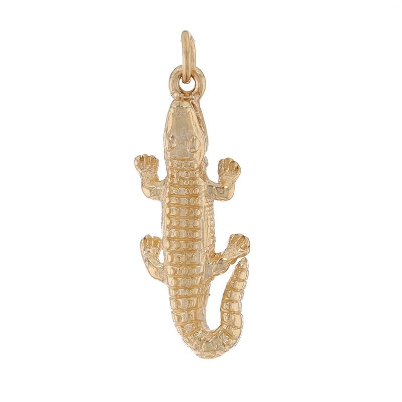 Yellow Gold Alligator Charm - 14k Open-Mouthed Reptile Pendant For Sale ...