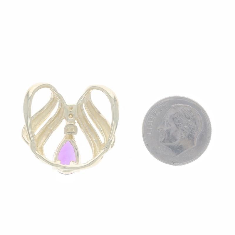 Yellow Gold Amethyst Diamond Omega Slide Pendant - 14k Pear 1.37ctw For ...