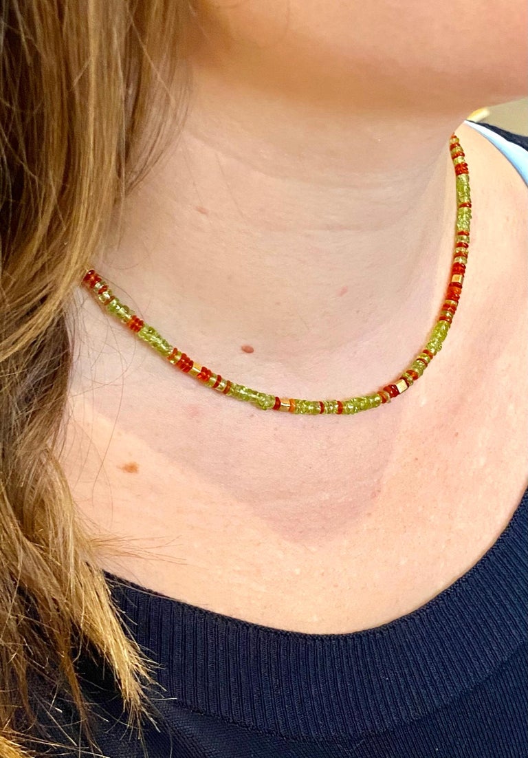 Yellow gold and Precious Stones Necklace, Handmade and Unique 'one of a ...