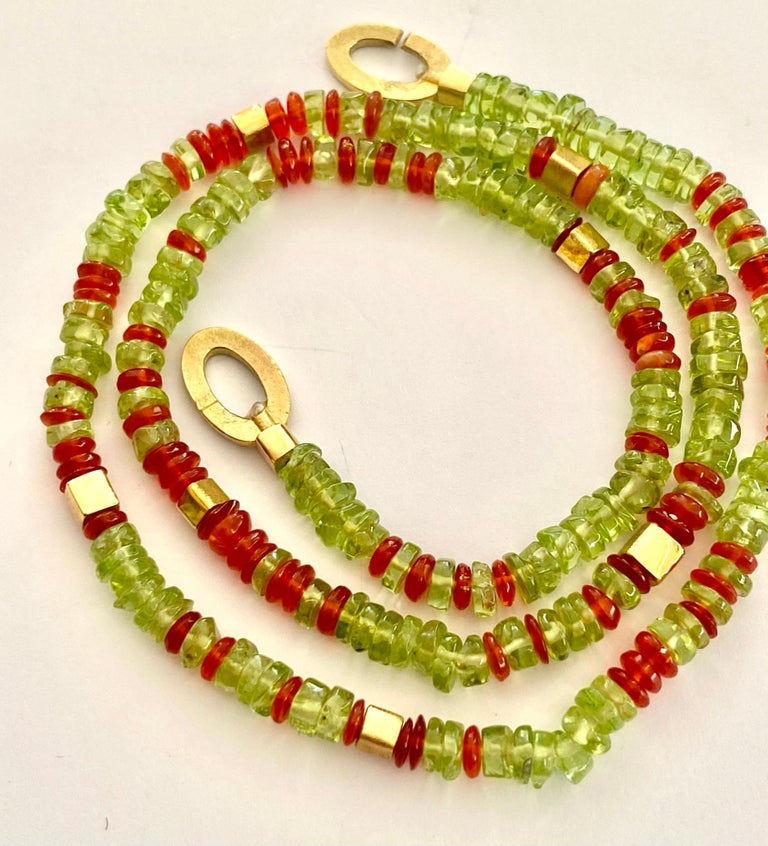 Yellow gold and Precious Stones Necklace, Handmade and Unique 'one of a ...