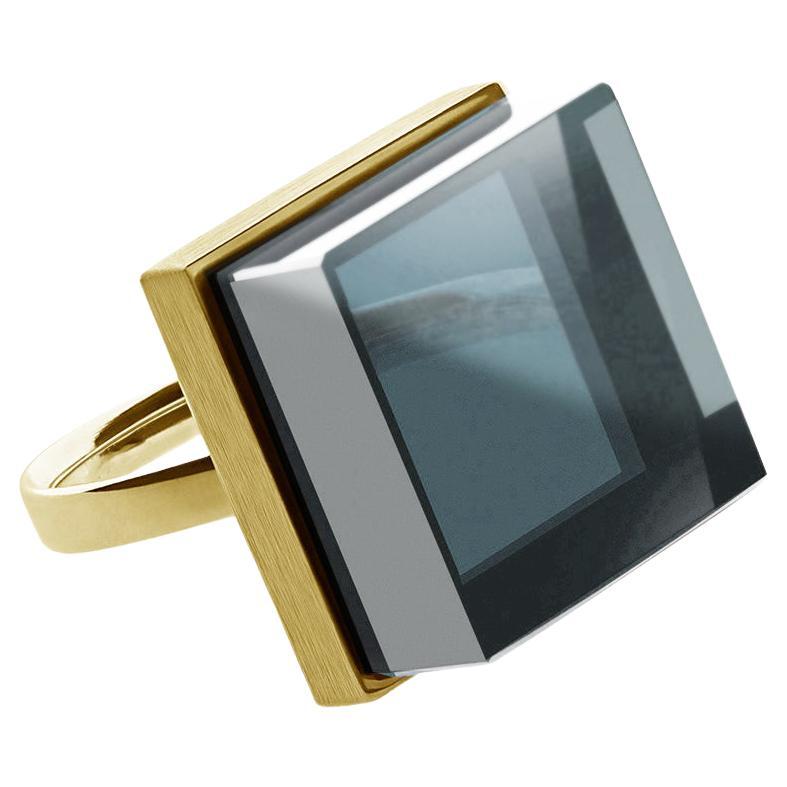 Contemporary Ink Ring with Smoky Quartz in Fourteen Karat White Gold ...