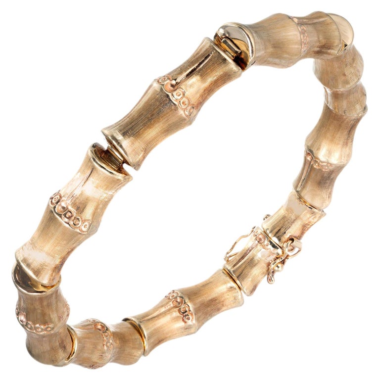 Yellow Gold Bamboo Link Bangle Bracelet at 1stDibs | 14k gold bamboo ...