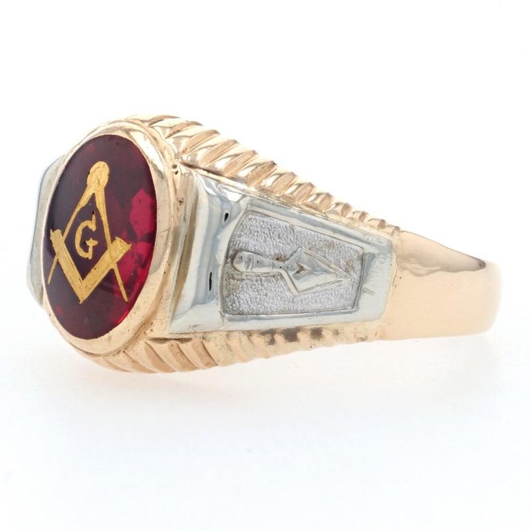 Yellow Gold Blue Lodge Master Mason Men's Ring, 10k Masonic Trowel and ...
