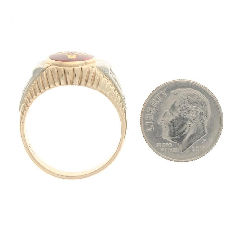 Yellow Gold Blue Lodge Master Mason Men's Ring, 10k Masonic Trowel and ...