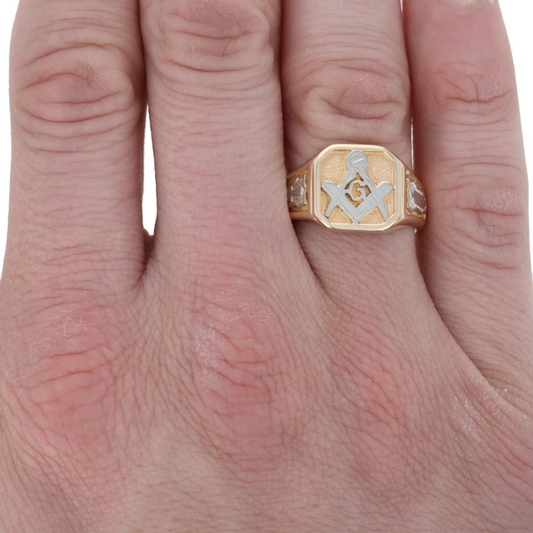 Yellow Gold Blue Lodge Master Mason Ring, 10k Masonic Men's Ring For ...