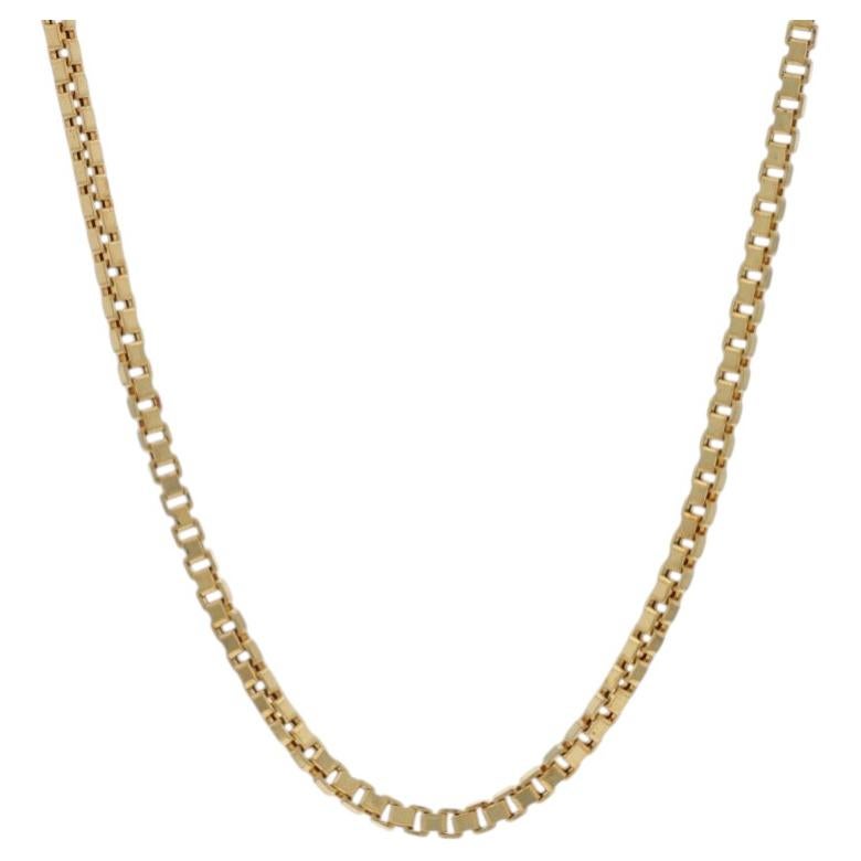 Yellow Gold Box Chain Necklace 17 1/2" - 14k For Sale at 1stDibs