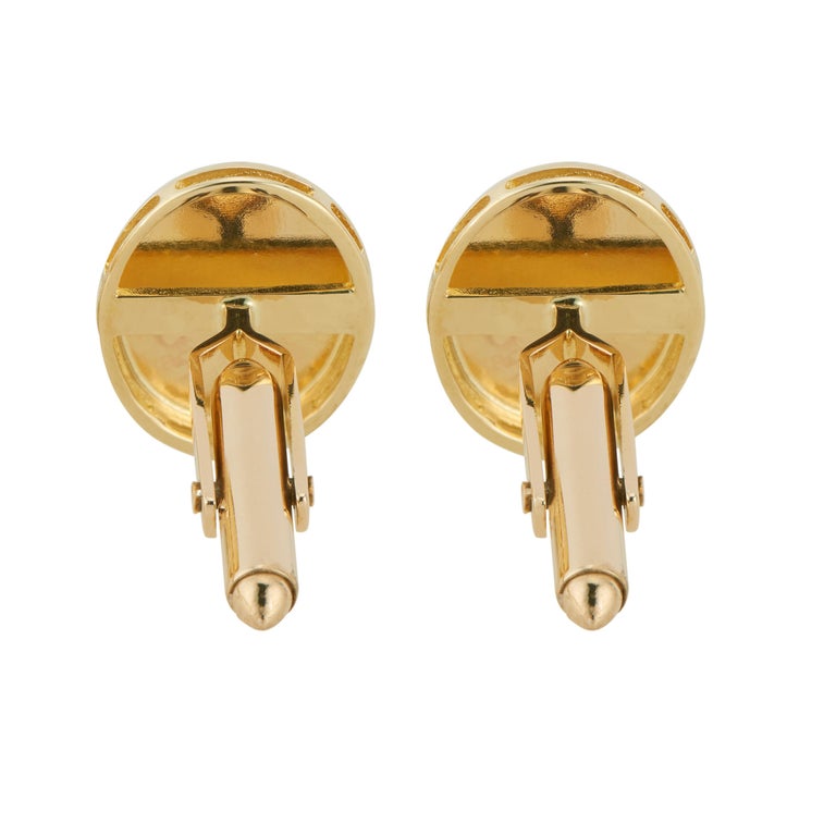 Yellow Gold Brushed Finish Cufflinks For Sale at 1stDibs