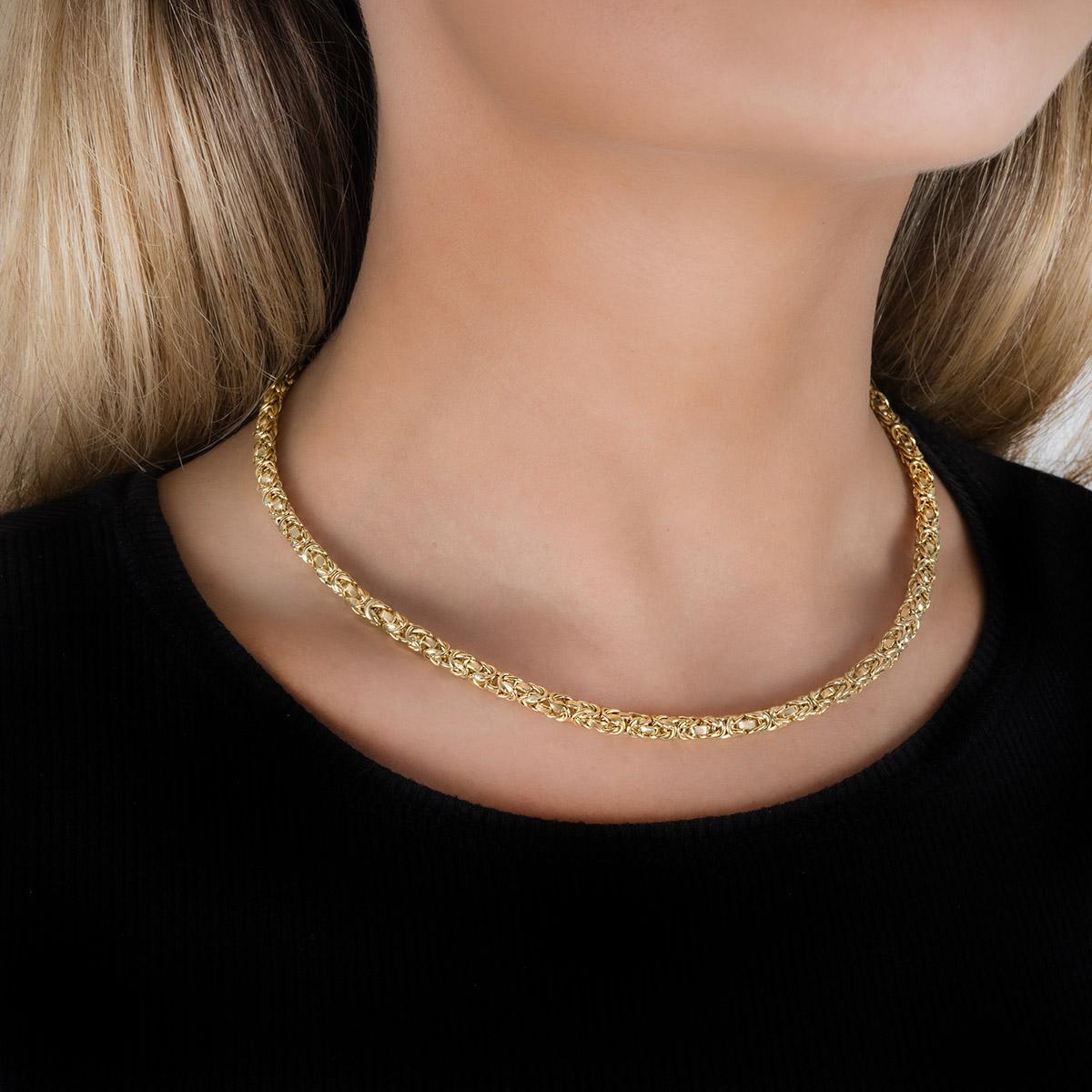 Yellow Gold Byzantine Chain Necklace For Sale at 1stDibs