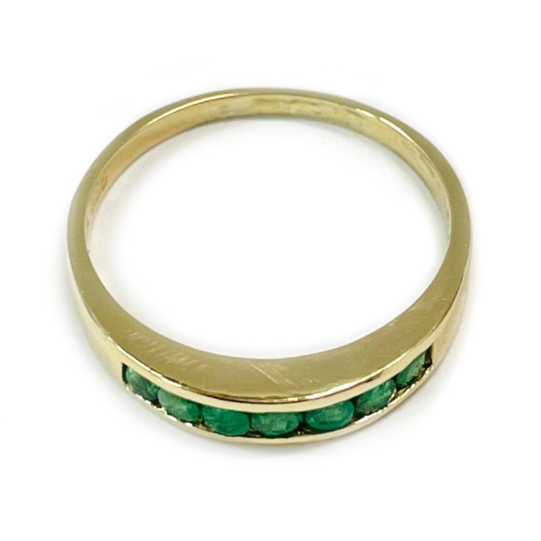 Yellow Gold Channel-Set Emerald Ring For Sale at 1stDibs