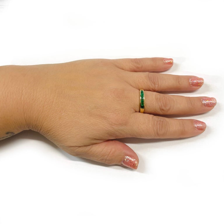 Yellow Gold Channel-Set Emerald Ring For Sale at 1stDibs