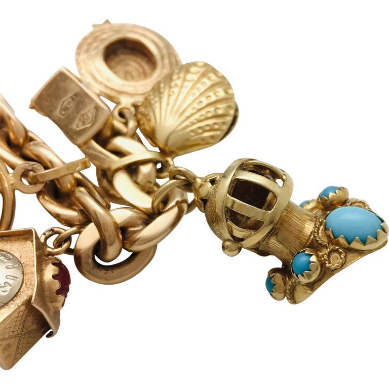 Yellow Gold Charm Bracelet at 1stDibs