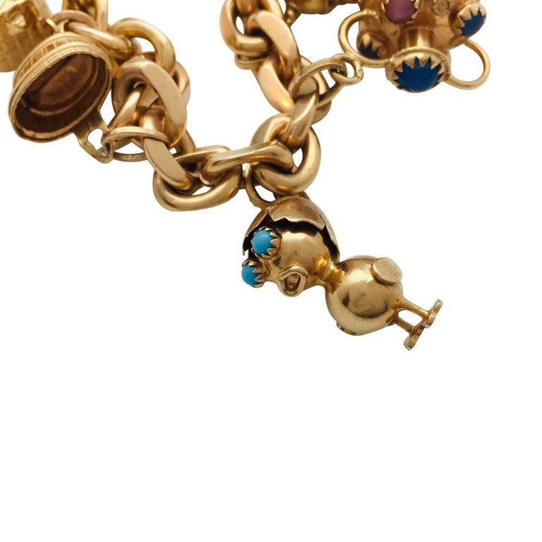 Yellow Gold Charm Bracelet at 1stDibs